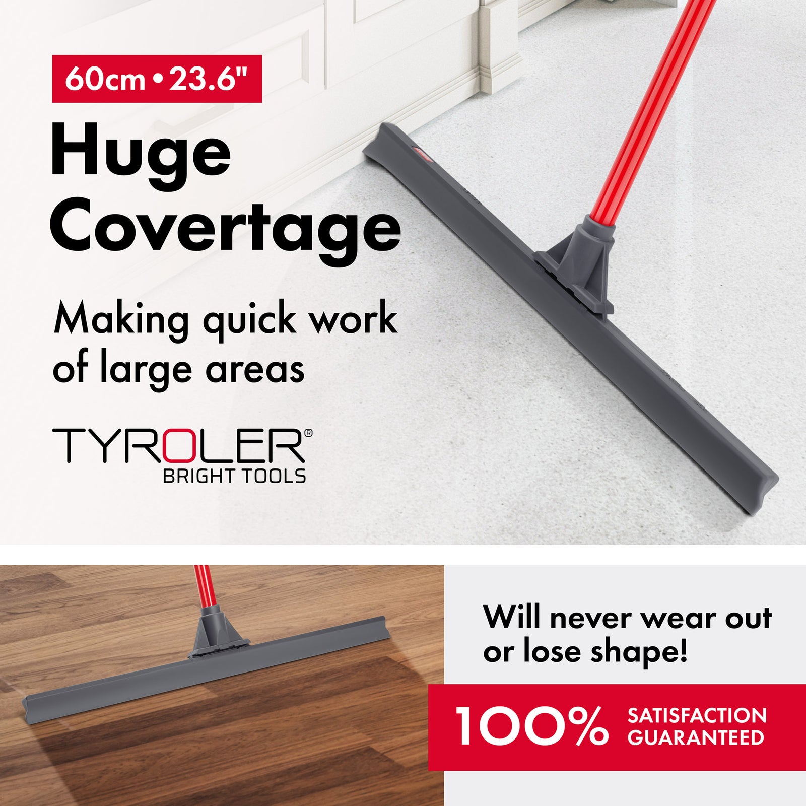 Extra Wide Silicone Floor Squeegee 60cm