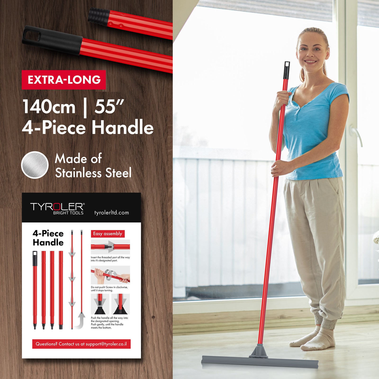 Extra Wide Silicone Floor Squeegee 60cm